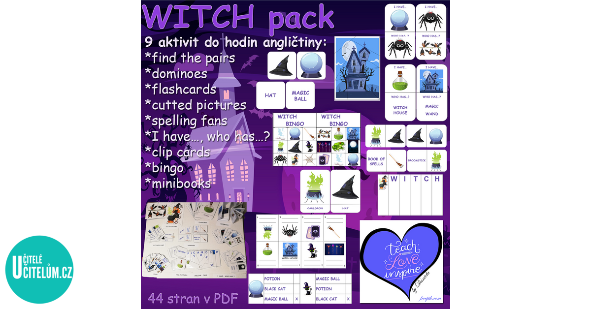 WITCH pack - balíček 9 aktivit do výuky angličtiny. Celkem 48 stran - Anglický jazyk ...